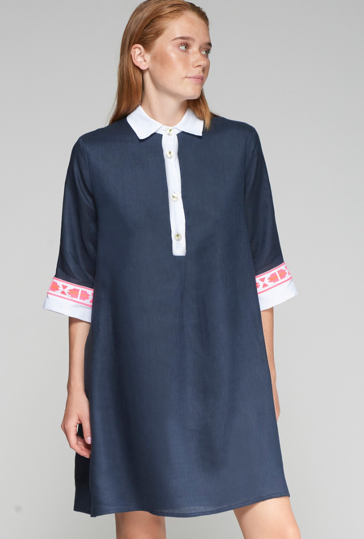 32517 Miranda Dress in Lino Azul – Monkee's of Morehead City